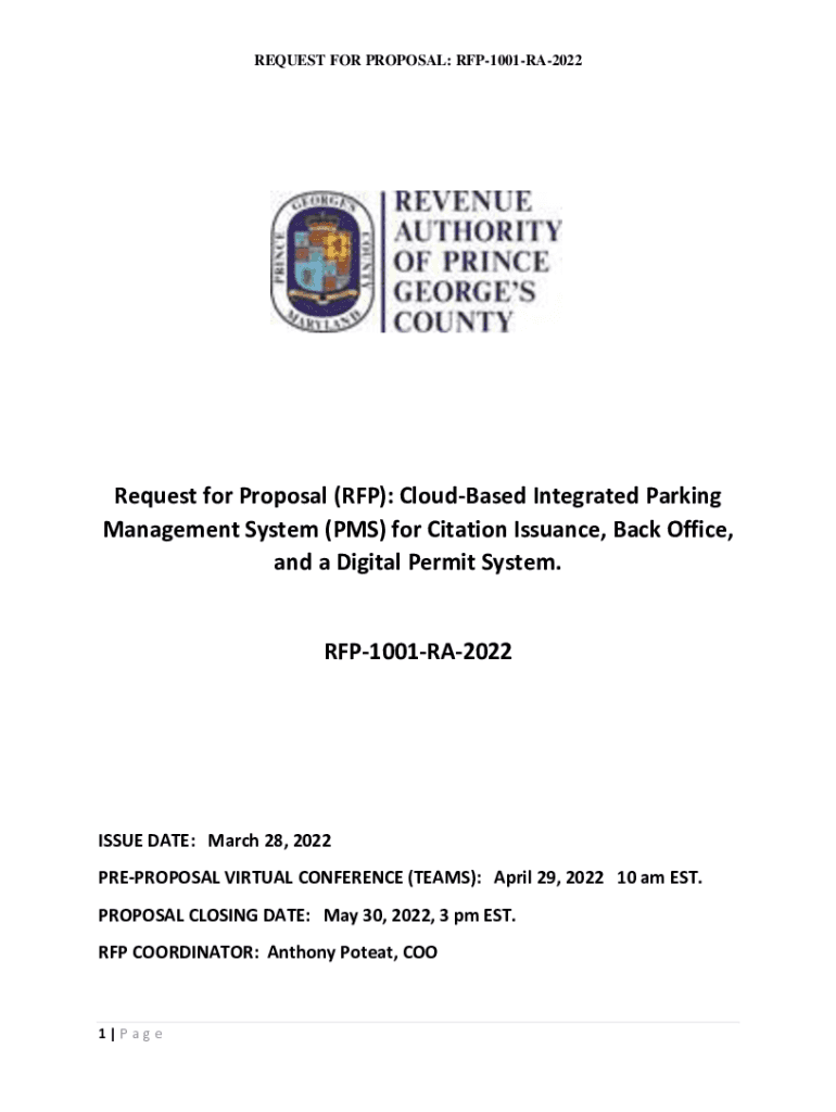 Fillable Online Request for Proposal (RFP): Cloud-Based Integrated ...