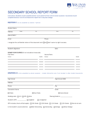 Fillable Online Secondary School Report Form 2-2-10 - UGA Undergraduate ...
