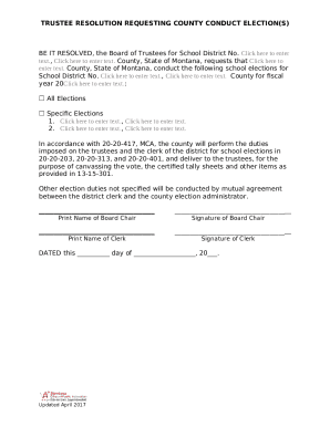 TRUSTEE RESOLUTION CALLING FOR AN ELECTION - opi mt Doc Template ...