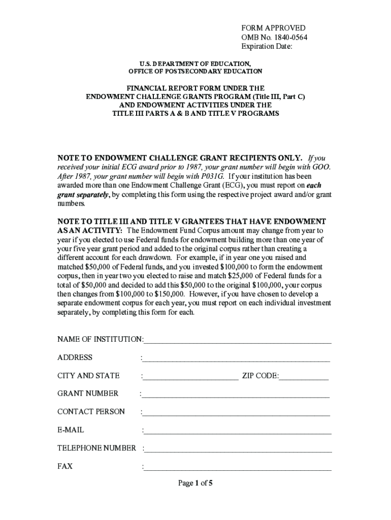 Fillable Online FORM APPROVED OMB No. 1840-0564 Expiration Date: Page 1 of ... Fax Email Print ...