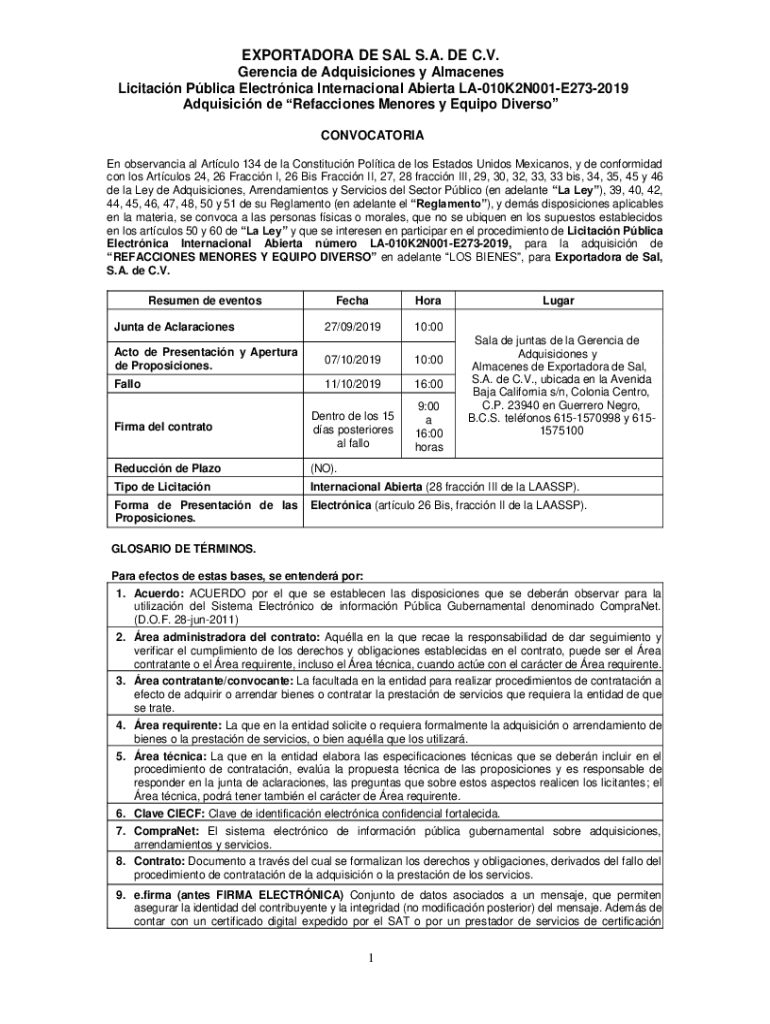 Fillable Online Adquisicin de Refacciones Menores y Equipo Diverso Fax Email Print - pdfFiller