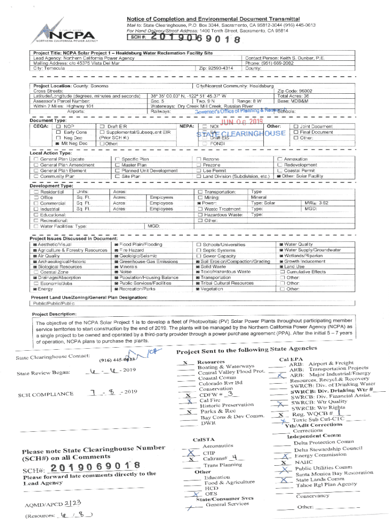 Fillable Online ceqanet.opr.ca.gov 2019069018 2NCPA Solar Project 1 ...