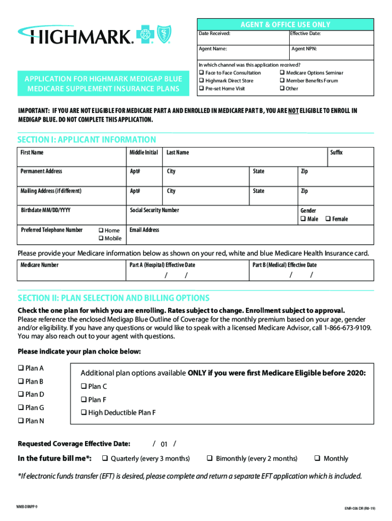 Fillable Online medicare.highmark.com content damBenefit Chart of ...