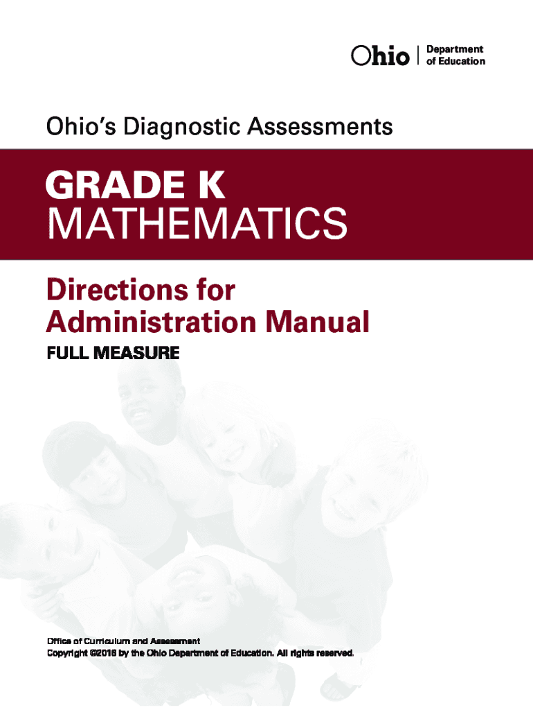 Fillable Online Ohios Diagnostic Assessments - GRADE K MATHEMATICS ...
