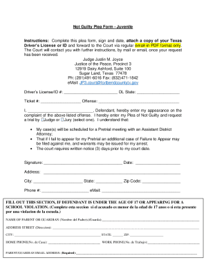 Fillable Online Juvenile Instructions: Complete this plea form, sign and date, attach ... Fax ...
