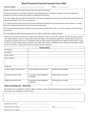 Fillable Online www.cornwall.ac.uk wp-content uploadsWORK/INDUSTRY PLACEMENT CONSENT FORM ...