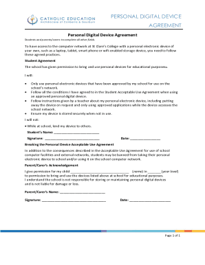Fillable Online stcc act edu Personal Digital Device Agreement - St ...