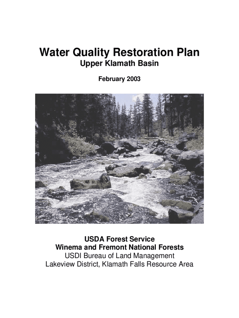 Fillable Online Upper Rogue River Watershed Water Quality Management ...