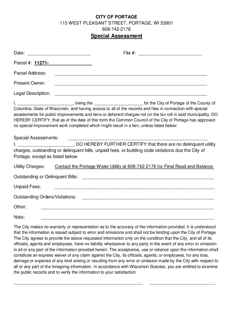 Fillable Online fill.ioCITY-OF-PORTAGE-115-WEST-PLEASANT-STREETFillable ...