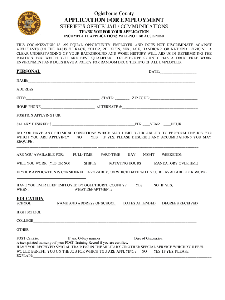 Fillable Online www.facebook.comoglethorpesheriffpostsWe are now... - Oglethorpe County Georgia ...