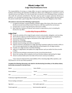 Fillable Online Illinek Lodge 132 Lodge Secretary Nomination Form Fax ...