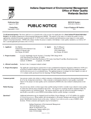 Fillable Online 2 PUBLIC NOTICE - in.gov Fax Email Print - pdfFiller