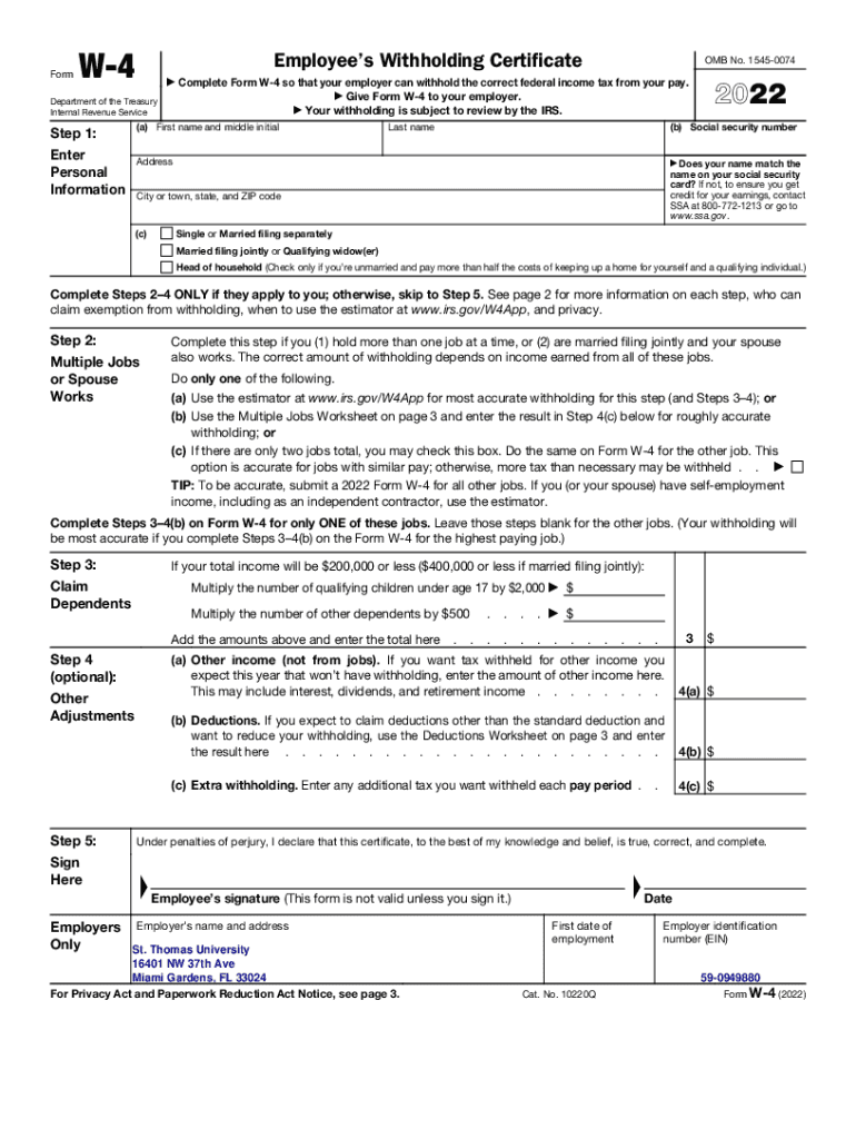 Fillable Online About Form W-4, Employee's Withholding ...