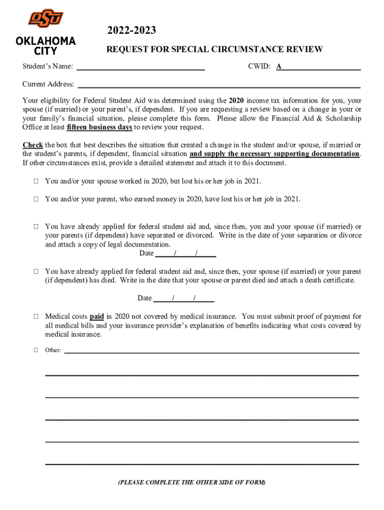 Fillable Online Special Circumstances Request - uaptc.edu Fax Email Print - pdfFiller