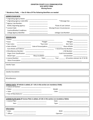 Fillable Online www.johnstonnc.comFILES911MissingPersonJOHNSTON COUNTY ...