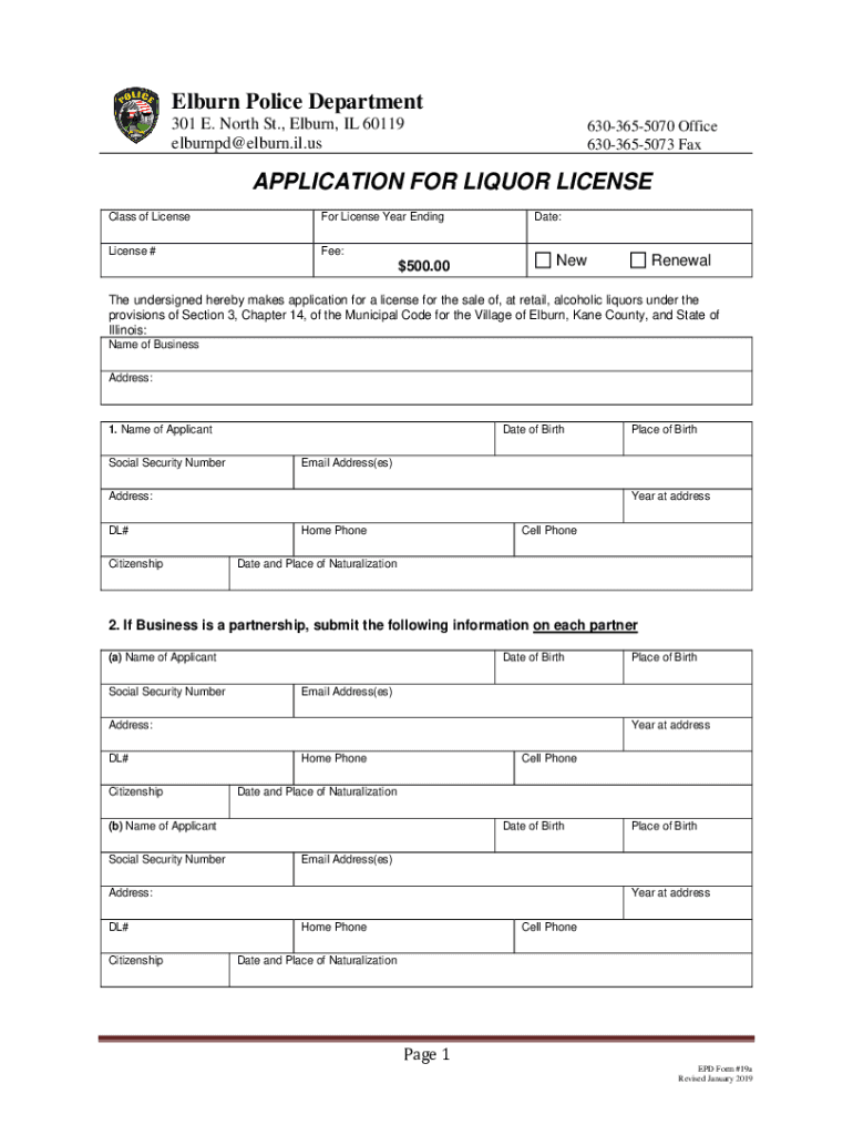 Fillable Online Police Department ArchivesVillage of Elburn, Illinois ...