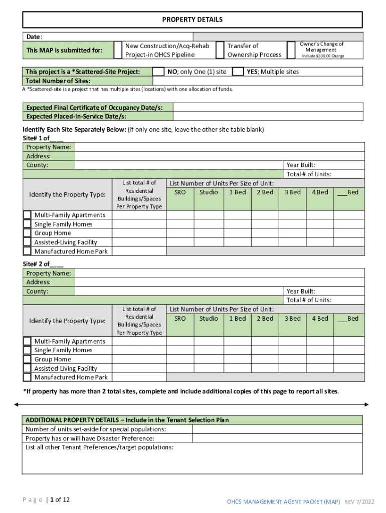 Fillable Online OHCS mANAGEMENT agENT pACKET (MAP). Request for Approval of Management-OHCS ...