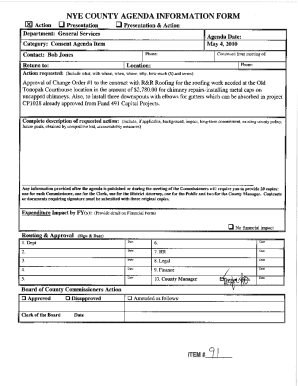 Fillable Online NYE COUNTY AGENDA INFORMATION FORM TM#Jj. Fax Email ...