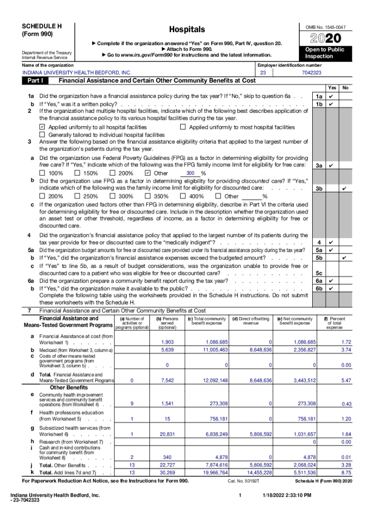 Fillable Online IRS 990 - Schedule H 2012 - Fill out Tax Template ...