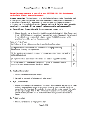 Fillable Online catc ca Project Request FormSenate Bill 671 Assessment ...