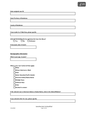 Fillable Online 2022 U.S. Monkeypox Outbreak Short Case Report Form Fax ...