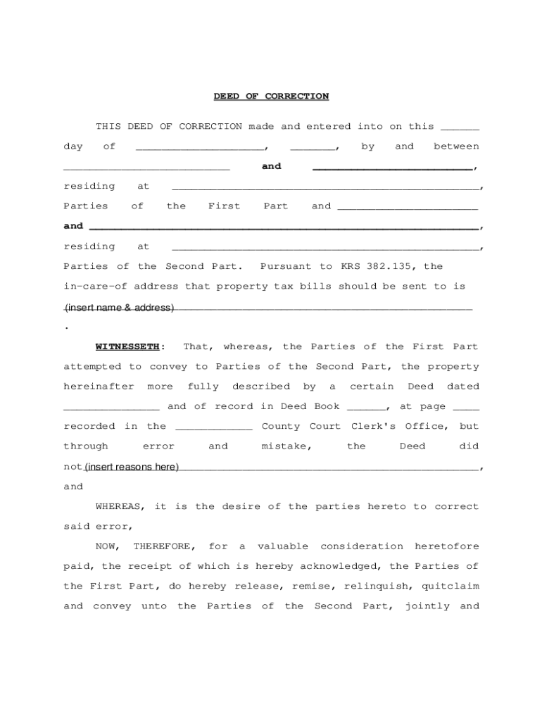 Fillable Online Correction Deed Information and Forms - Correcting ...