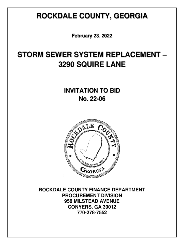 Fillable Online STORM SEWER SYSTEM REPLACEMENT 3290 SQUIRE LANE ...