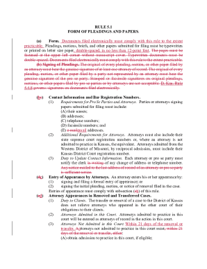 Fillable Online ksd uscourts RULE 5.1 FORM OF PLEADINGS AND PAPERS. (a ...