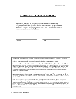 Fillable Online Sorghum Nominee agreement to Serve Fax Email Print - pdfFiller