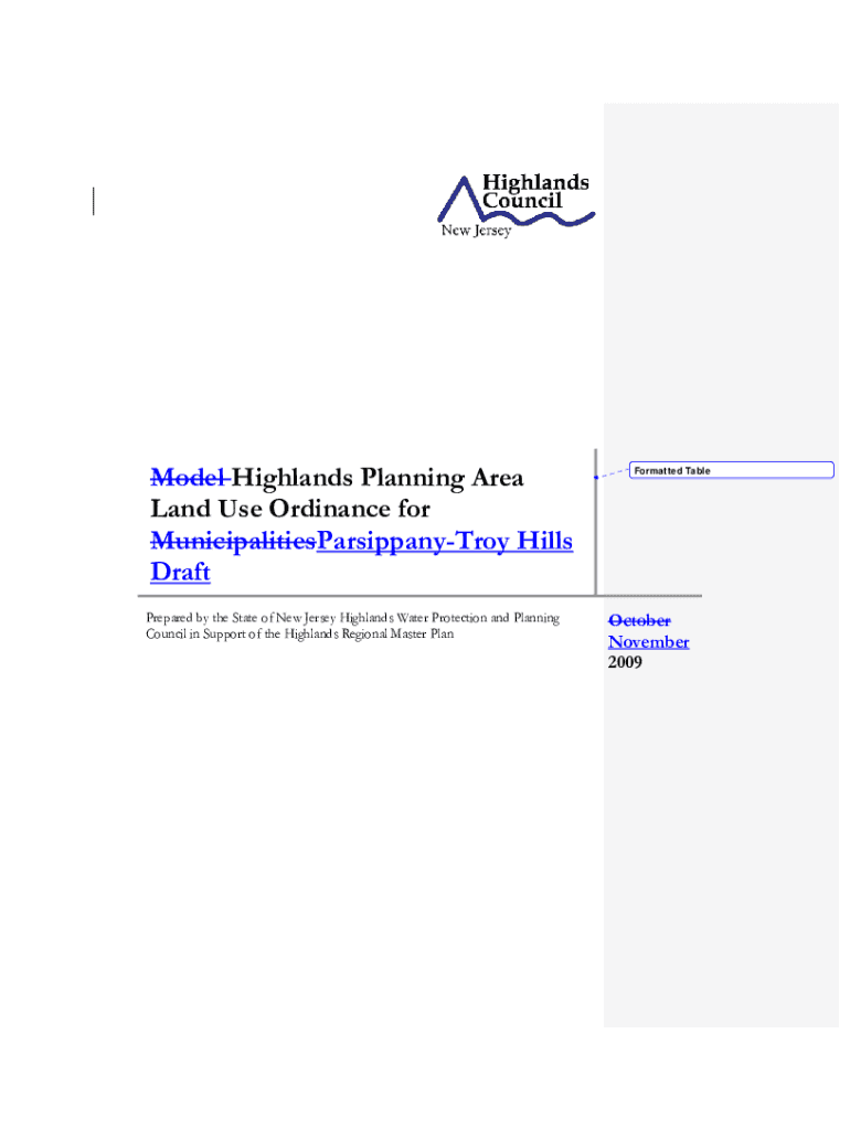 Fillable Online Highlands Land Use Ordinance forParsippany Troy Hills ...