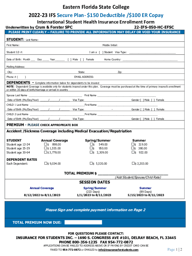 Fillable Online Eastern Florida State College Plans for International ...