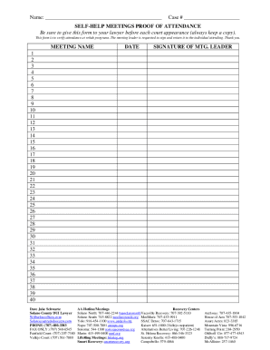 Fillable Online AA/Self-help Attendance Sheet Fax Email Print - pdfFiller