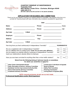 Fillable Online APPLICATION FOR BOARDS AND COMMITTEES - Revize Fax ...