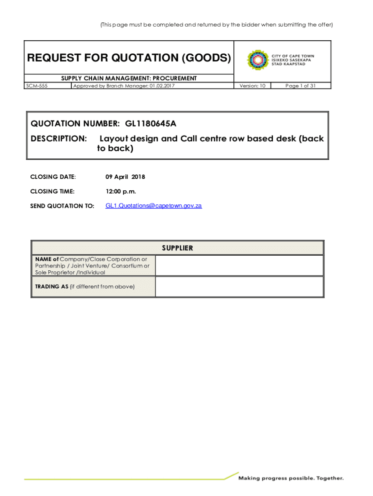 Fillable Online REQUEST FOR QUOTATION (CONSTRUCTION WORKS) - SA-Tenders ...