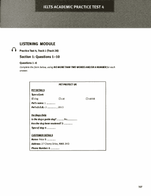 Fillable Online IELTS practice Listening test - part 4Take IELTS ...