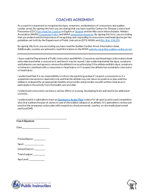 Fillable Online dpi wi Concussion / Sudden Cardiac Arrest - Agreement ...