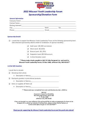 Fillable Online disability mo 2022 Missouri Youth Leadership Forum ...