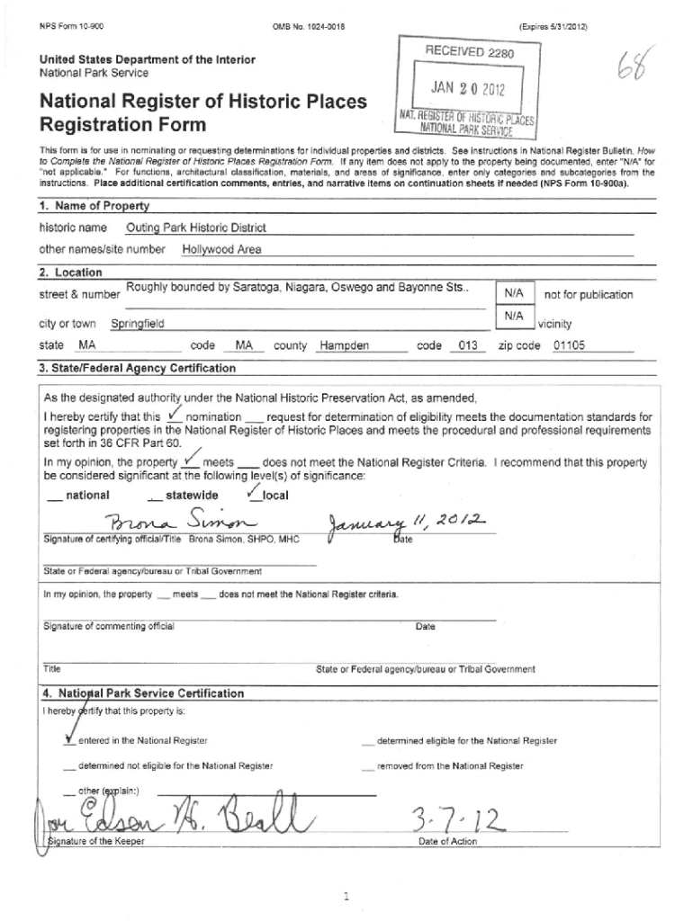 Fillable Online Outing Park Historic District. Identifier (file name) Fax Email Print - pdfFiller