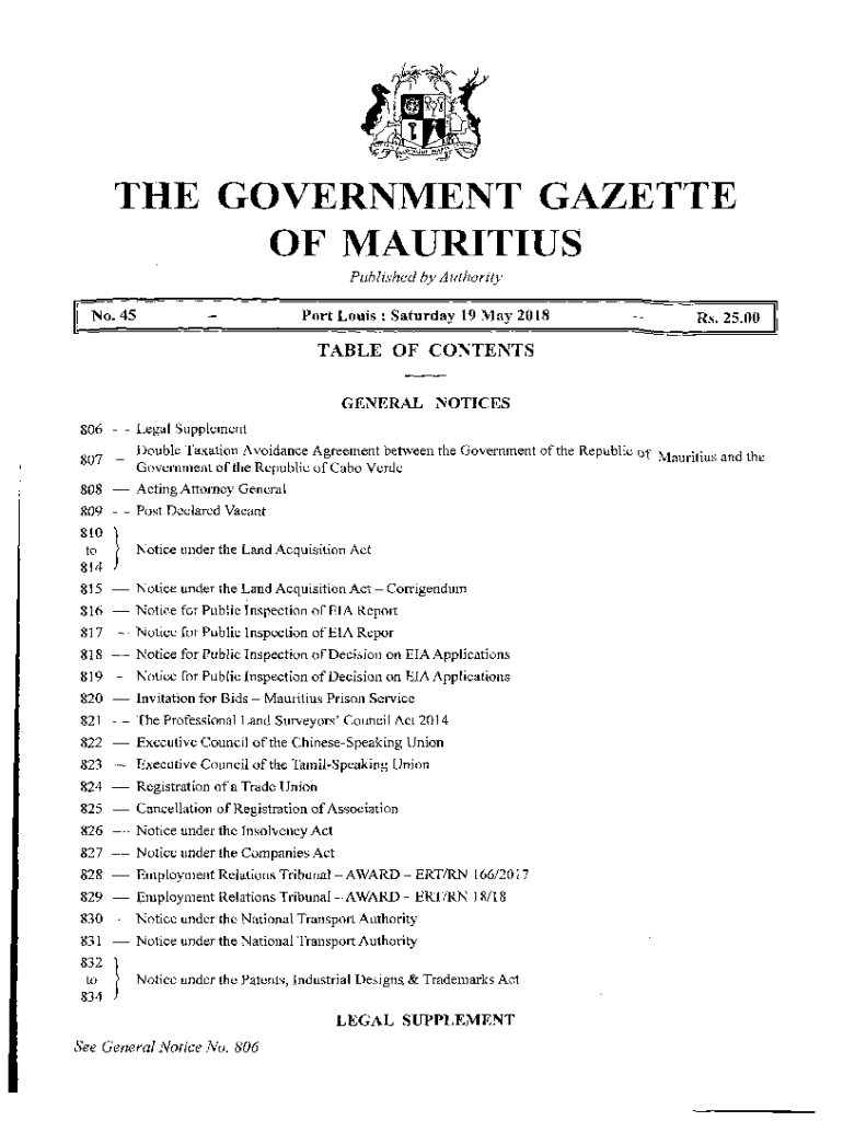 Government Gazette Mauritius Online - Fill Online, Printable, Fillable ...