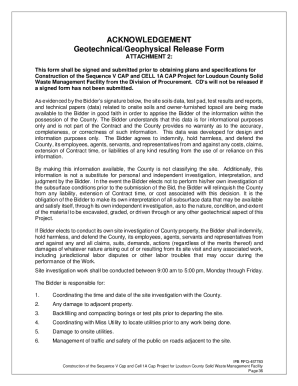 Fillable Online ATTACHMENT 2 ACKNOWLEDGEMENT Geotechnical/Geophysical ...