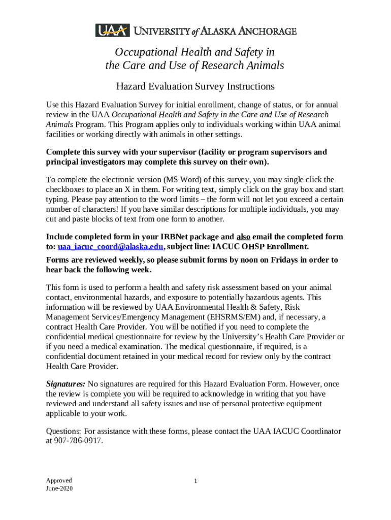 IACUC OHSP Enrollment Doc Template | pdfFiller