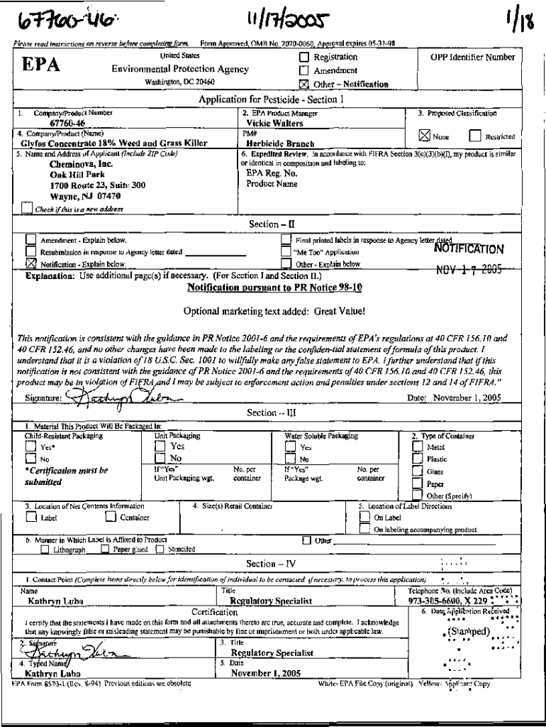 Fillable Online U.S. EPA, Pesticide Product Label, GLYFOS CONCENTRATE ...