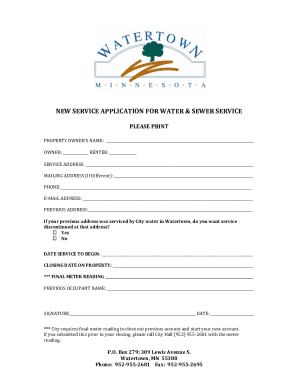 Fillable Online NEW SERVICE APPLICATION Fax Email Print - pdfFiller