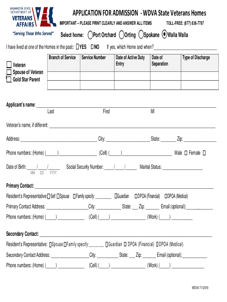 Fillable Online PDF Veterans Home of California (VHC) Admission ...