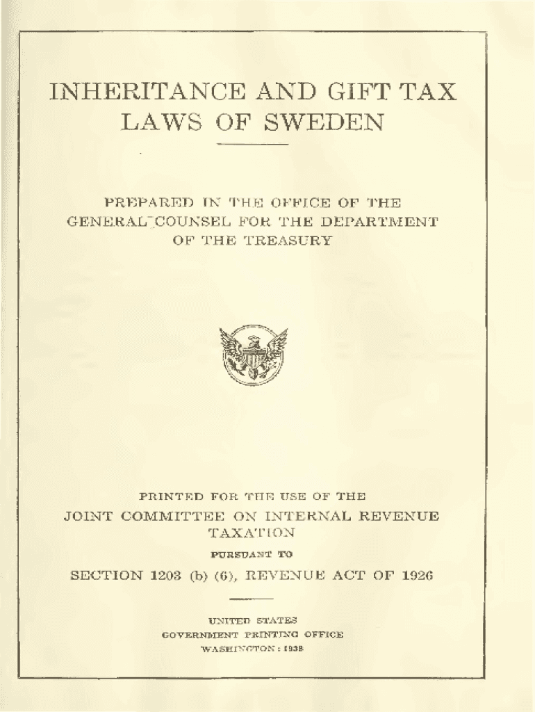 Fillable Online Inheritance and gift tax laws of Sweden ; prepared in ...