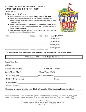 Fillable Online VBS registration form 20131.docx Fax Email Print ...