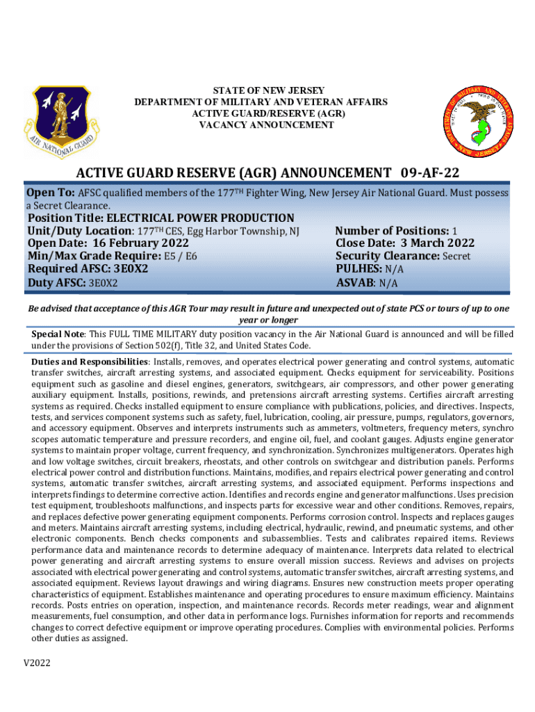 Fillable Online liberty.state.nj.usmilitaryvacancyACTIVE GUARD RESERVE ...