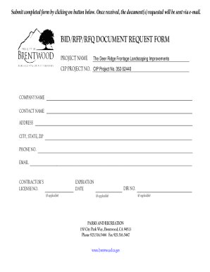 Fillable Online BID/RFP/RFQ DOCUMENT REQUEST FORM Fax Email Print ...