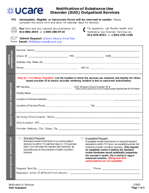 Fillable Online Notification of Substance Use Disorder (SUD) Outpatient ...