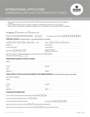Fillable Online www.deakin.edu.audataassetsINTERNATIONAL APPLICATION UNDERGRADUATE AND ...